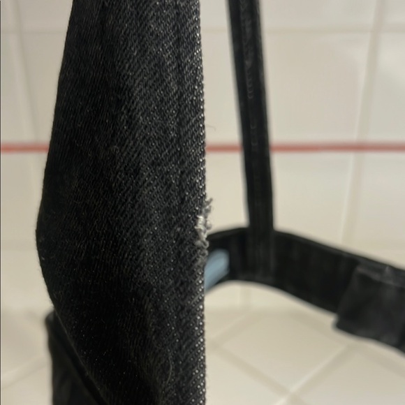 Prada | Tops | Prada Blackgrey Denim Triangle Bralette | Poshmark